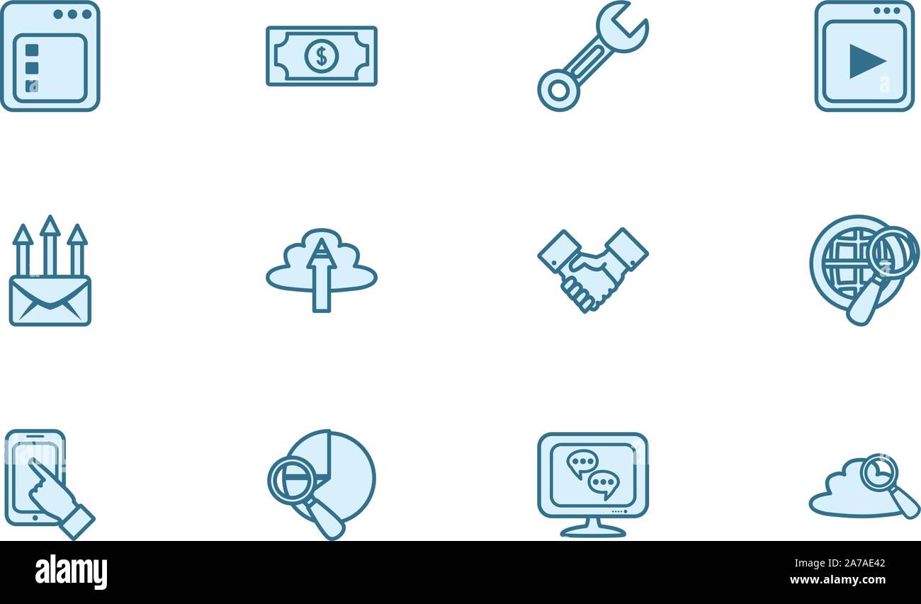 social media and technology icon set pack, High Quality variety symbols ...