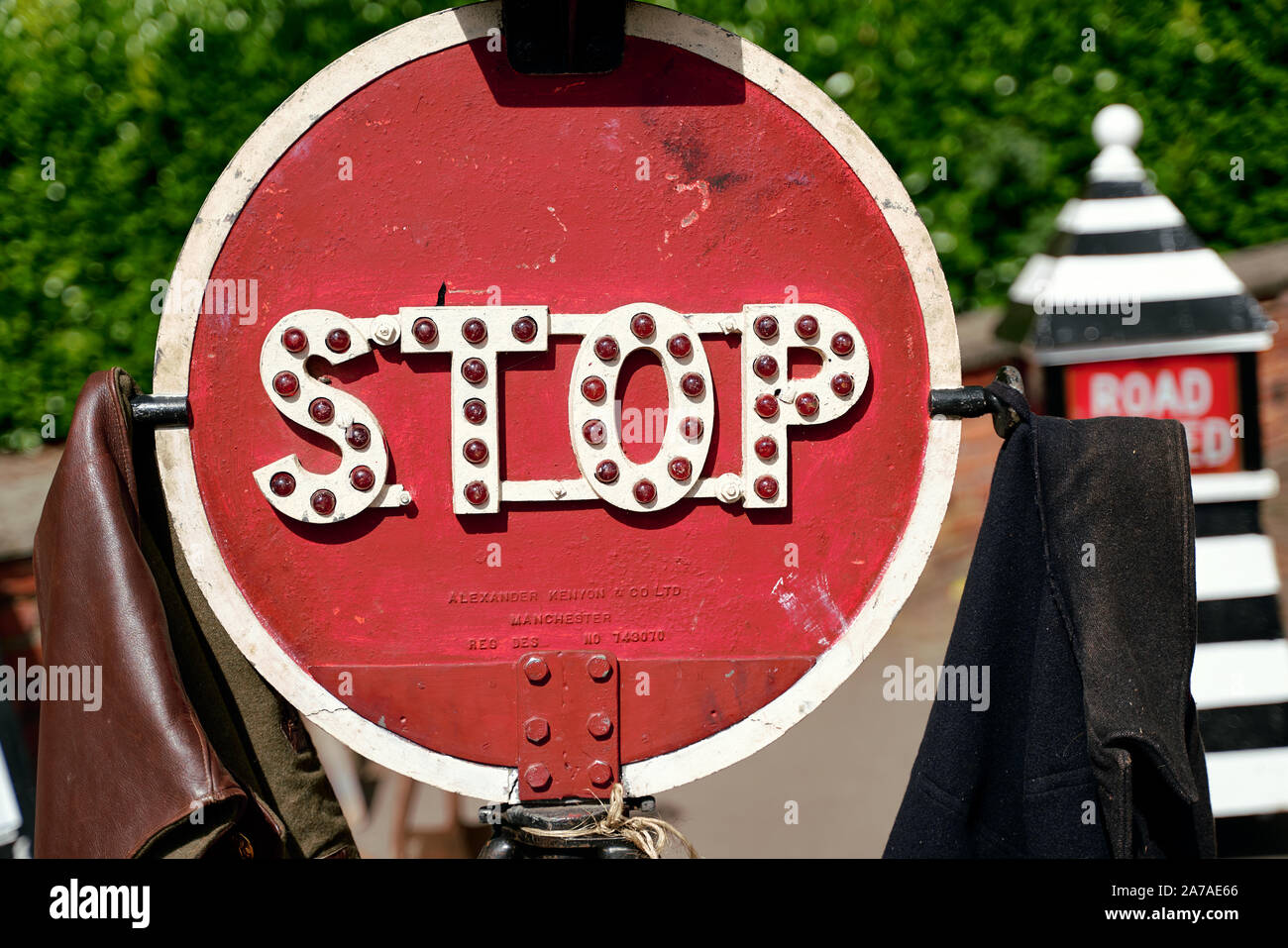 Vintage Stop Sign in Red Stock Photo - Alamy