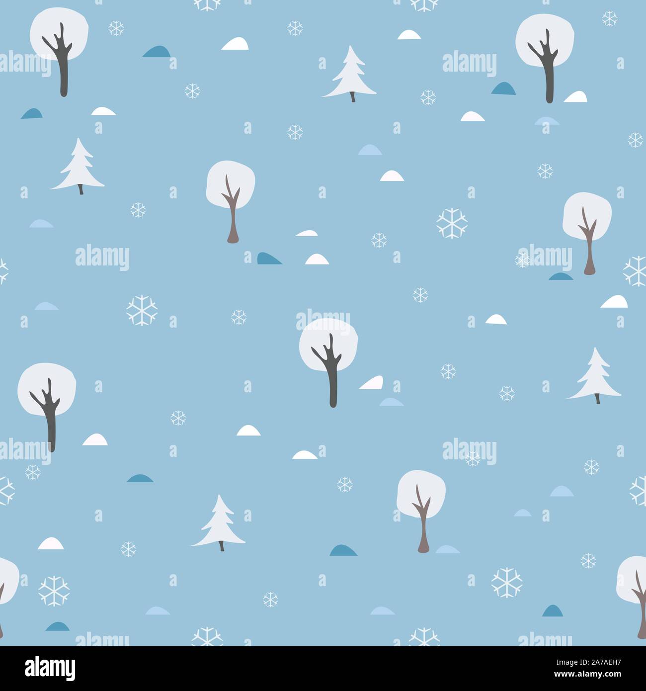 Seamless Tree Pattern on colorfule blue background. Vector Illustration ...