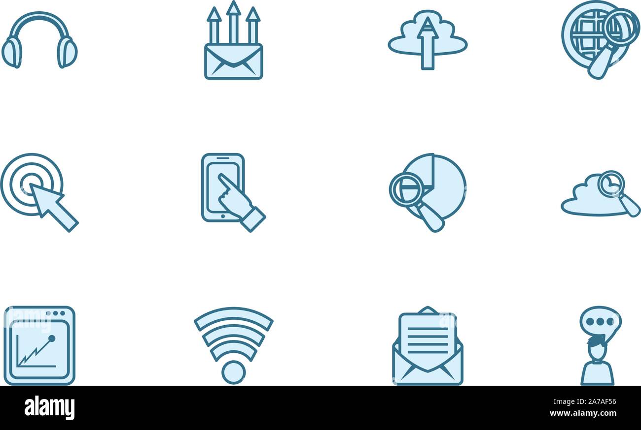 social media and technology icon set pack, High Quality variety symbols ...