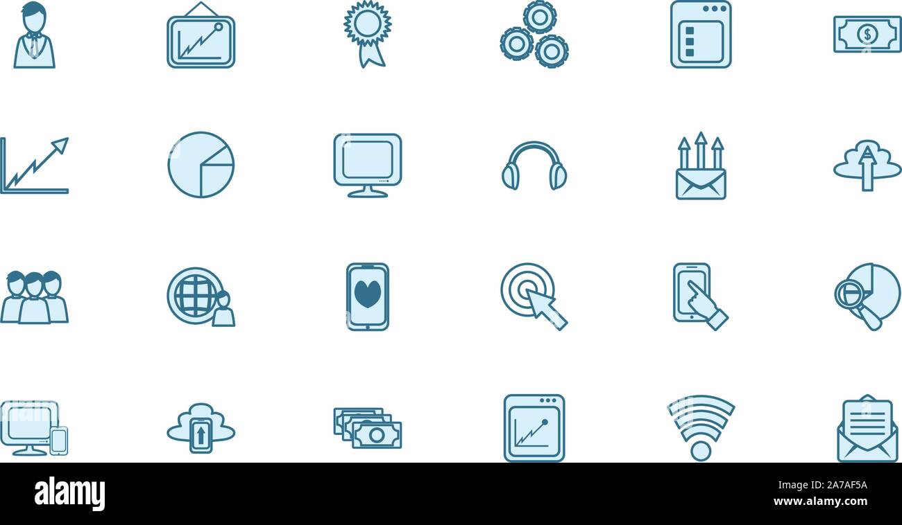 social media and technology icon set pack, High Quality variety symbols ...