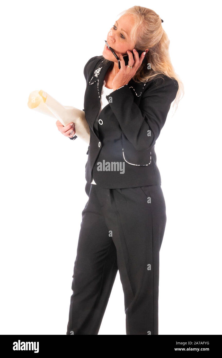 Smart woman on the jobsite talking on the phone Stock Photo - Alamy