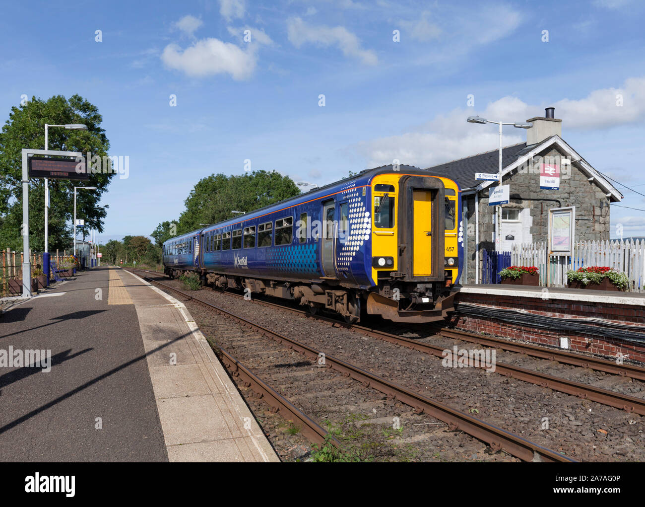 Abellio Scotrail class 156 sprinter train 156457 at Barrhill railway ...