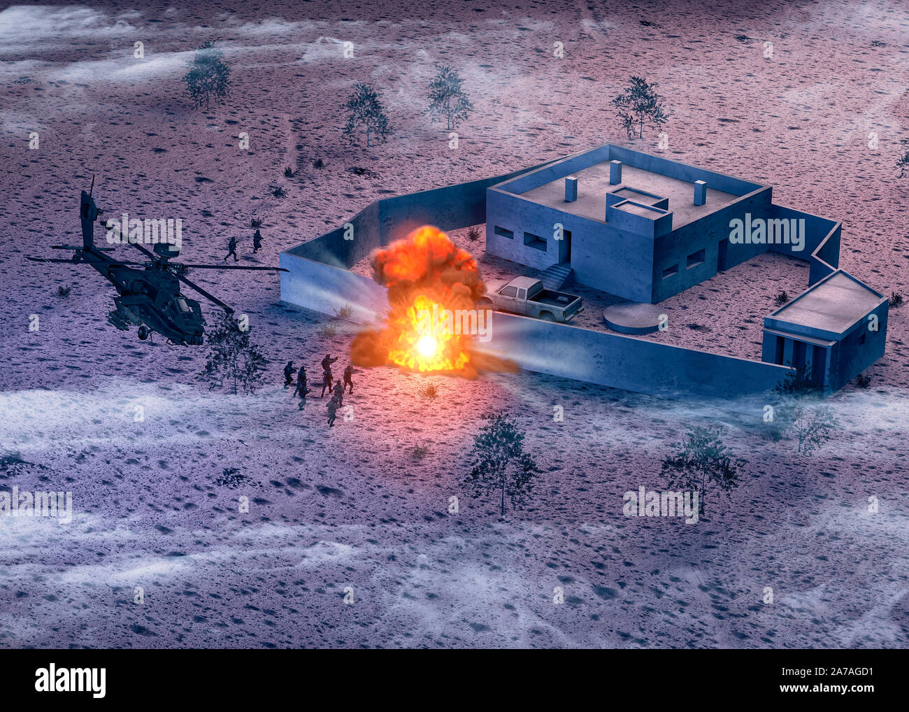 Raid on Al-Baghdadi compound in Barisha, Syria. Secret mission, attack ...