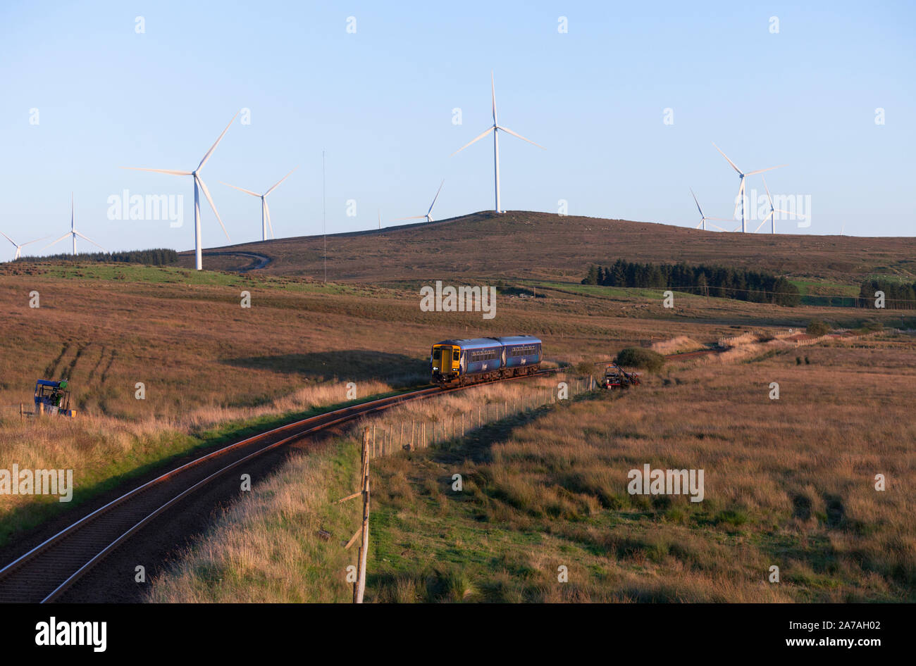 Abellio Scotrail class 156 sprinter train crossing the moors at ...