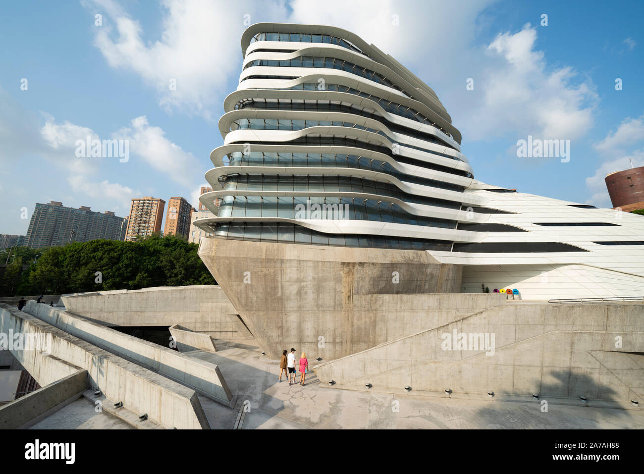 modern architecture of PolyU School of Design Jockey Club Innovation Tower at Hong Kong ...