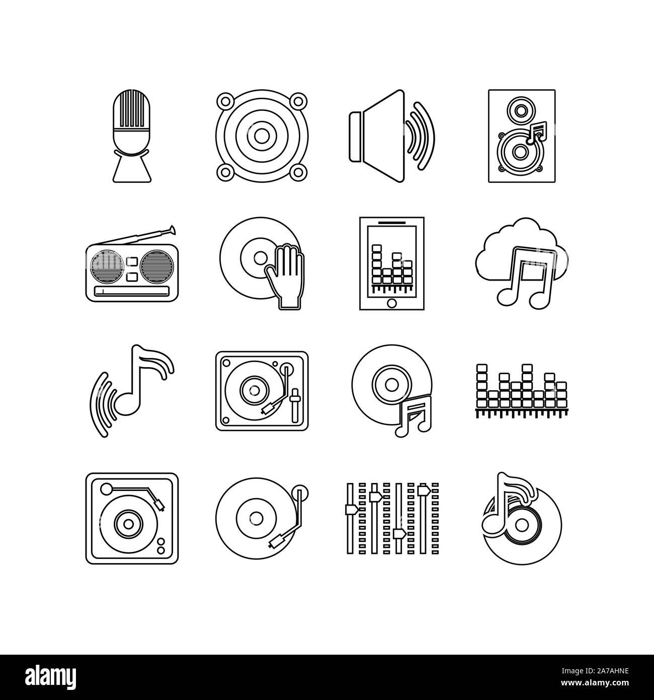 music and sound icon set pack, High Quality variety symbols Vector ...