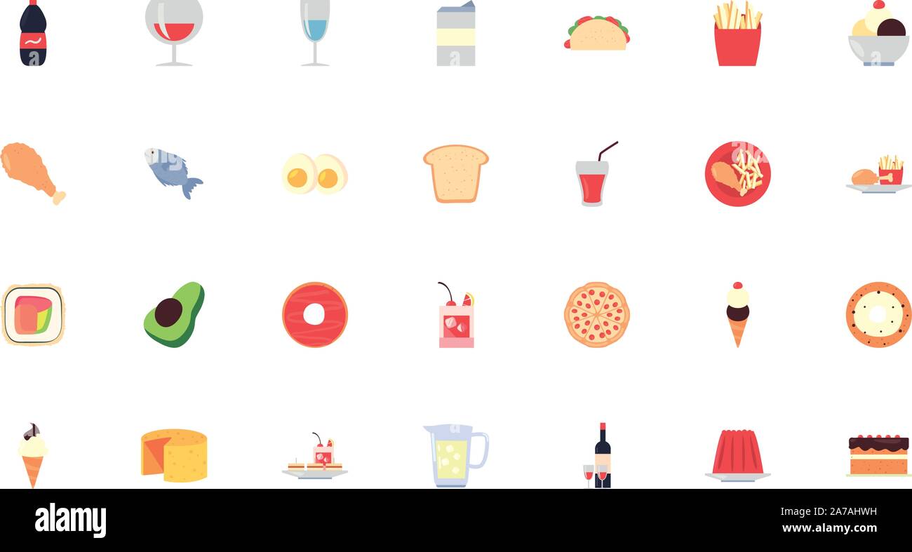 icon set pack design, food drinks eat restaurant menu dinner lunch ...