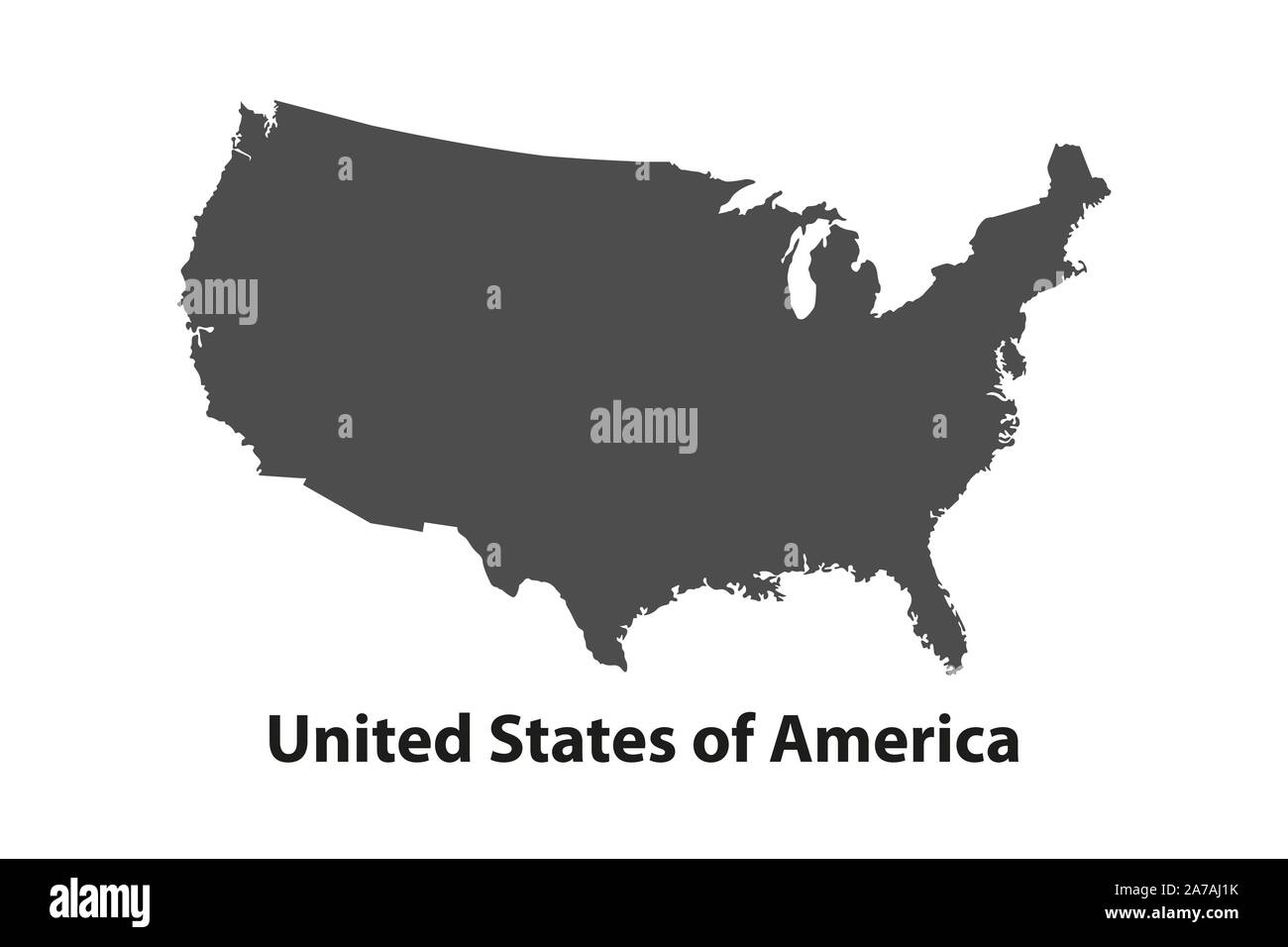Black USA map - vector illustration. Simple flat map - United States ...