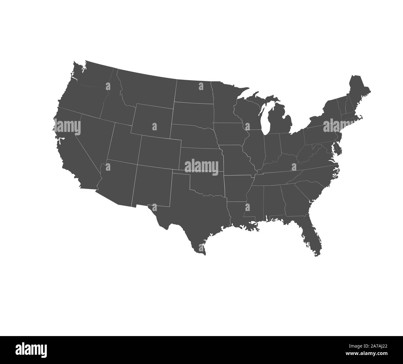 Set of black USA states - vector illustration. High detailed vector map ...