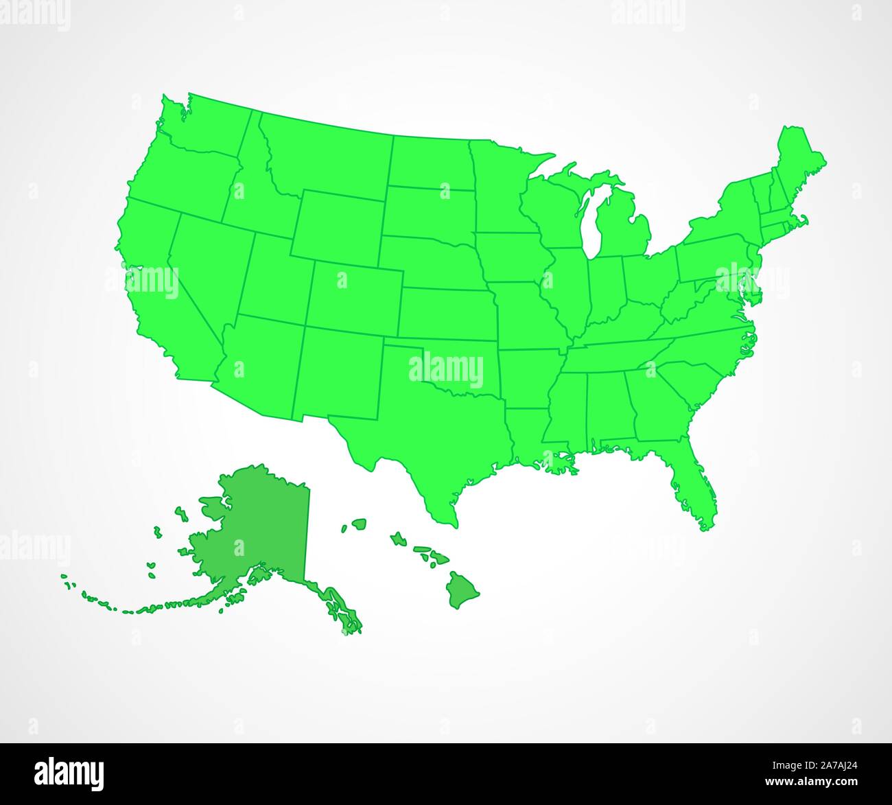 Set of green USA states - vector illustration. Simple flat vector map ...
