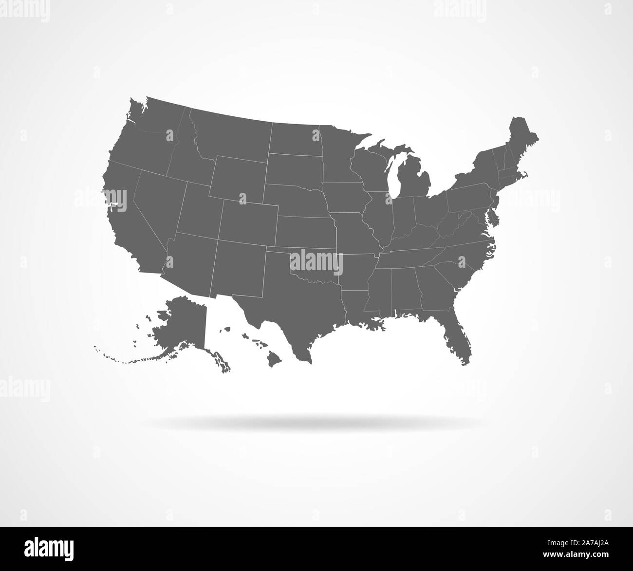 Set of black USA states - vector illustration. High detailed vector map ...