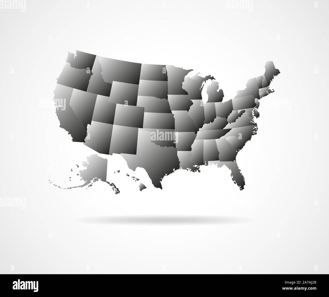 Set of black USA states - vector illustration. High detailed vector map ...