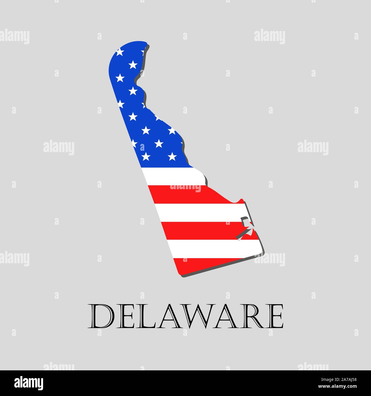 Map of the State of Delaware and American flag illustration. America ...