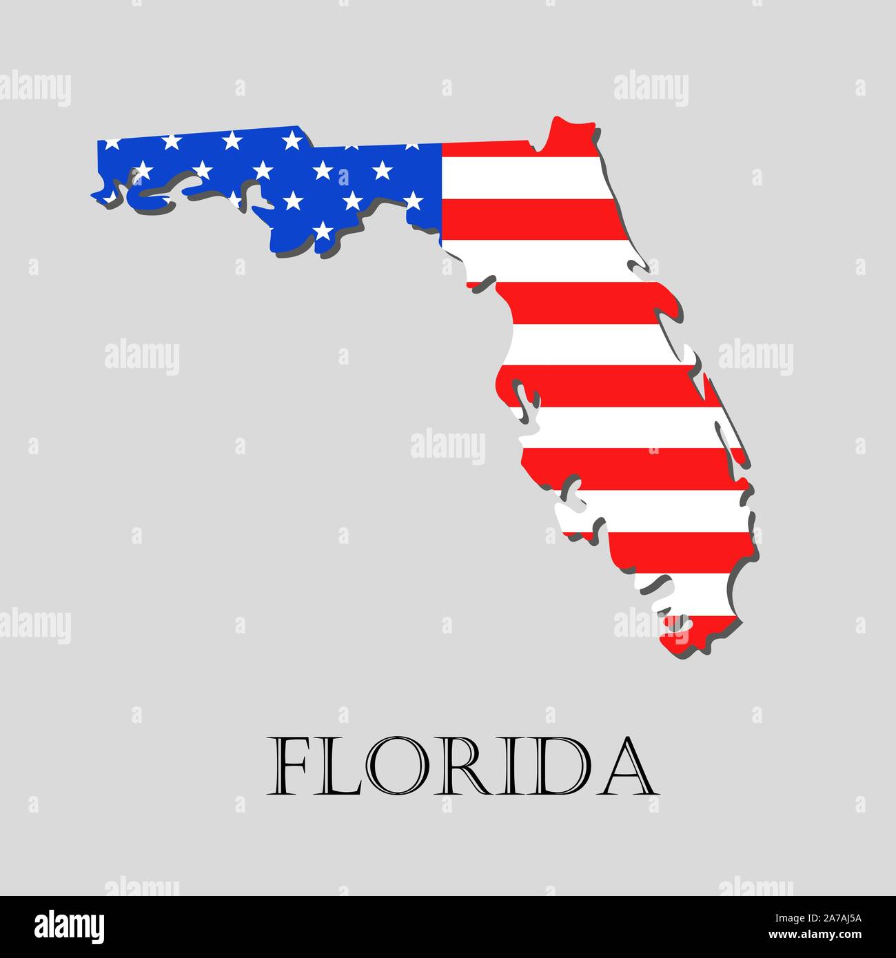 Map of the State of Florida and American flag illustration. America ...