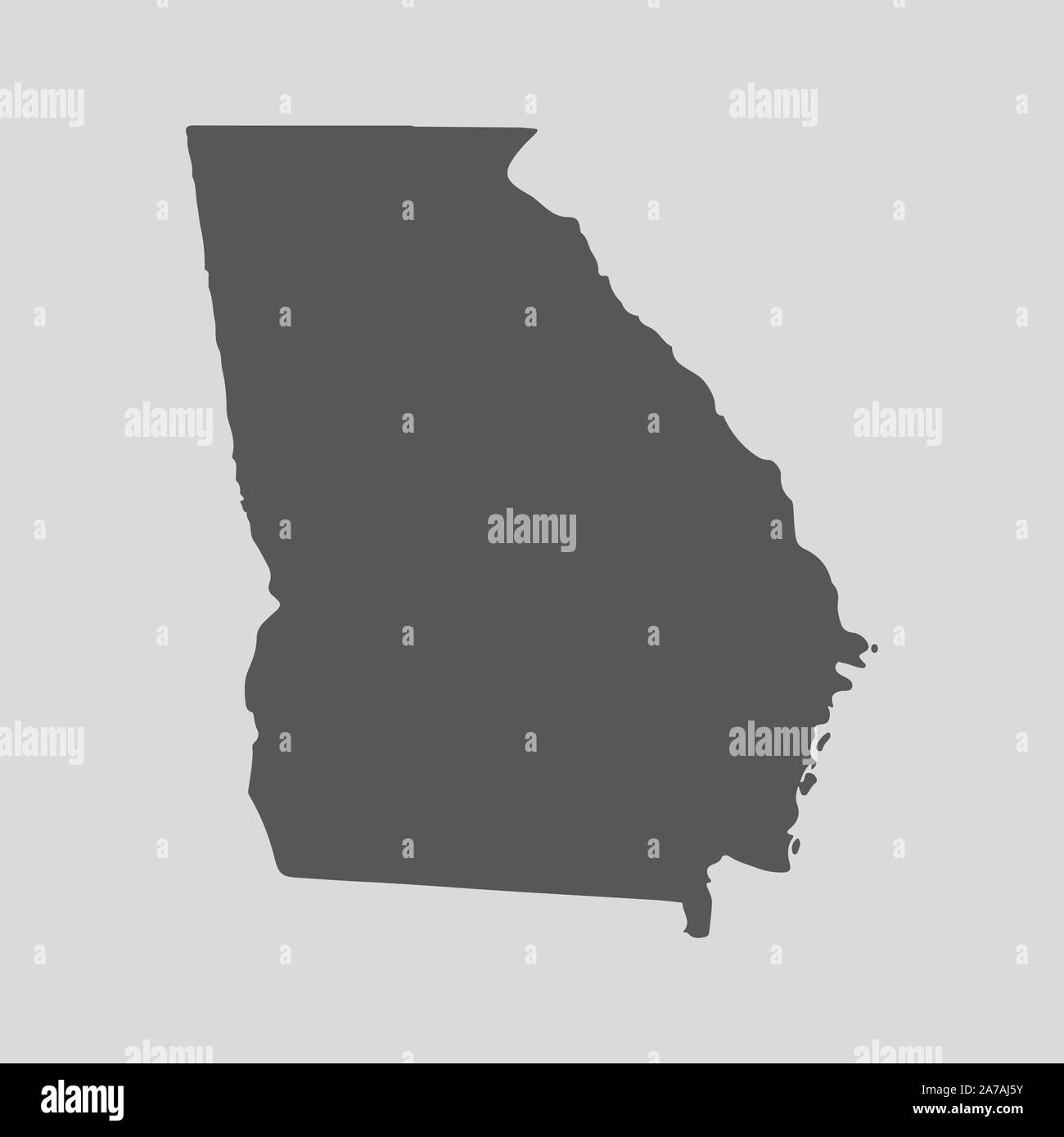 Black map of the State of Georgia - vector illustration. Simple flat ...