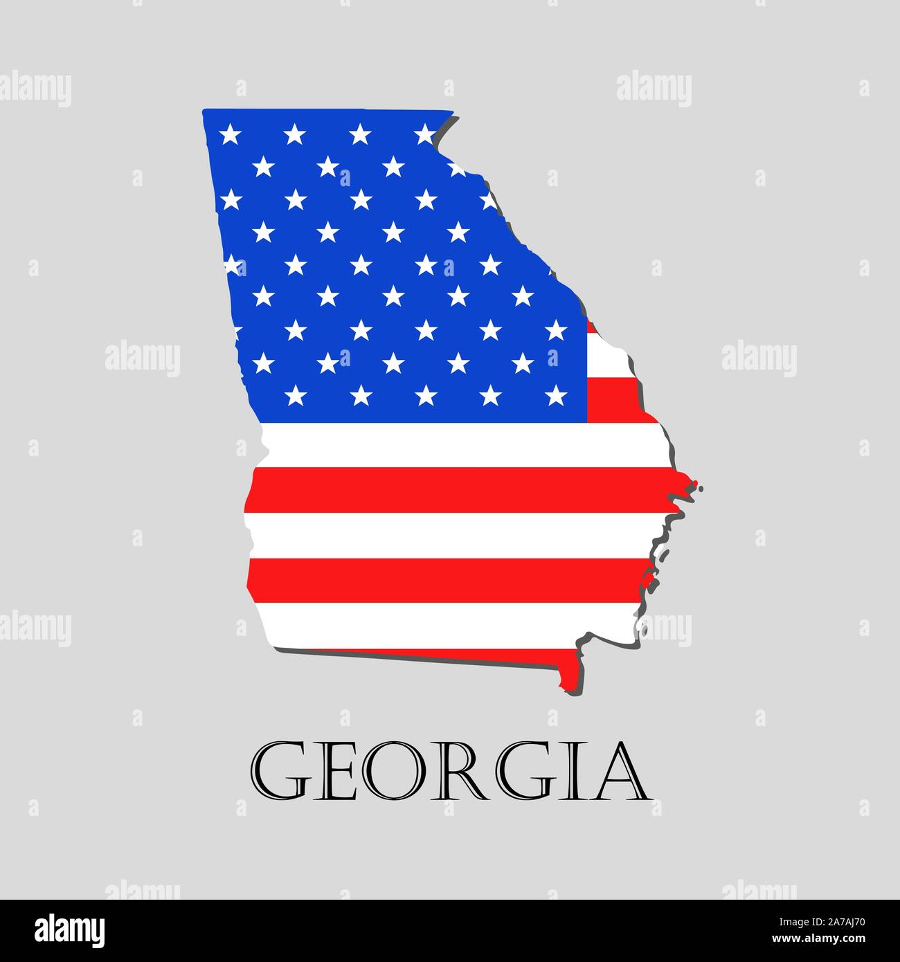 Map of the State of Georgia and American flag illustration. America ...