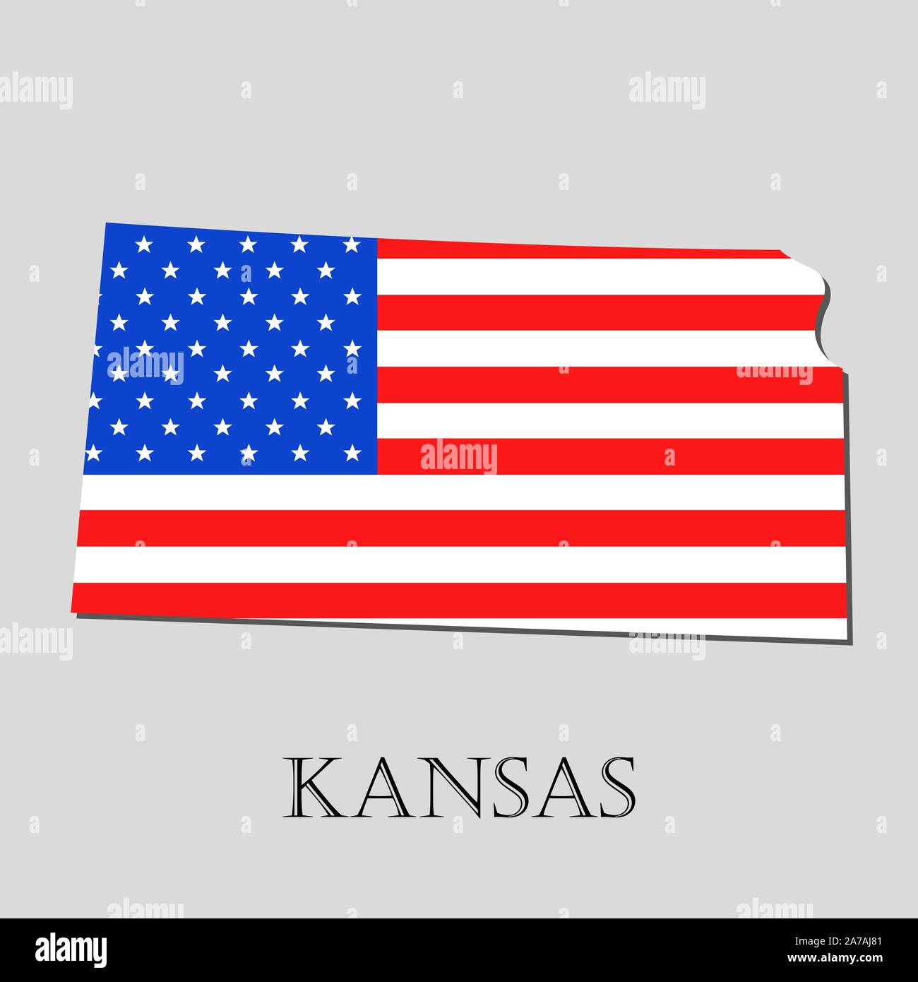Map of the State of Kansas and American flag illustration. America Flag ...
