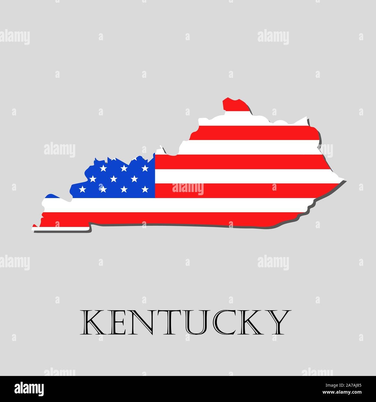 Map of the State of Kentucky and American flag illustration. America ...