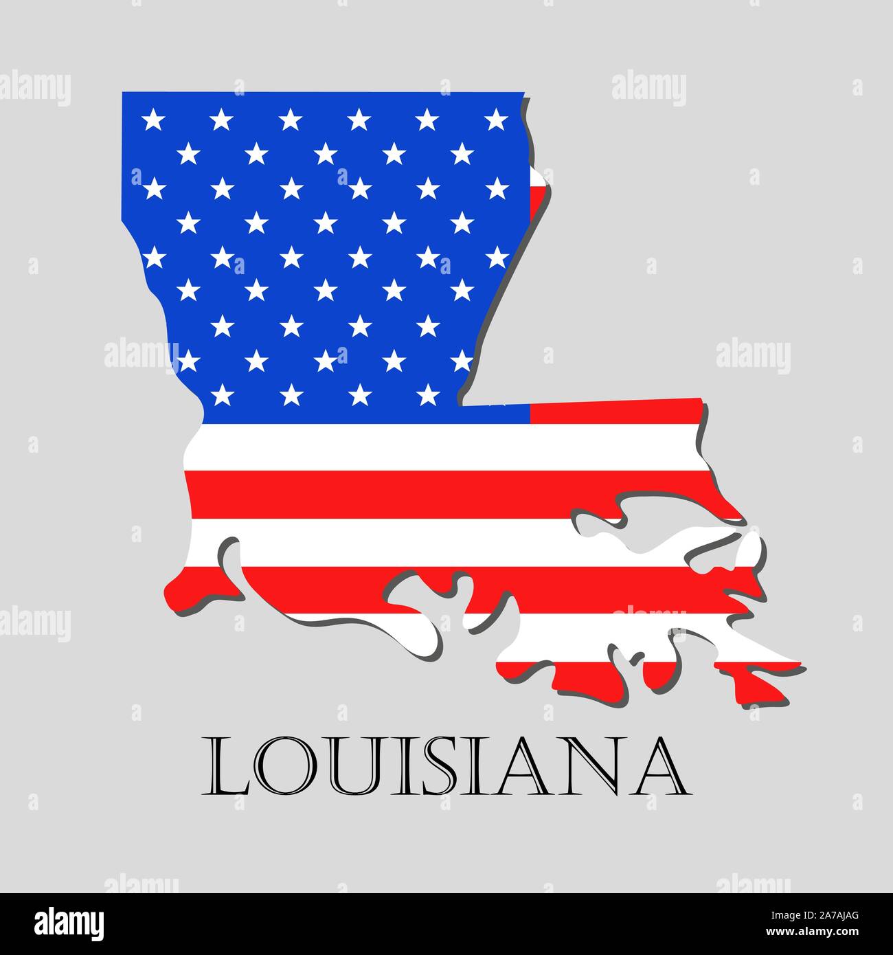 Map of the State of Louisiana and American flag illustration. America ...