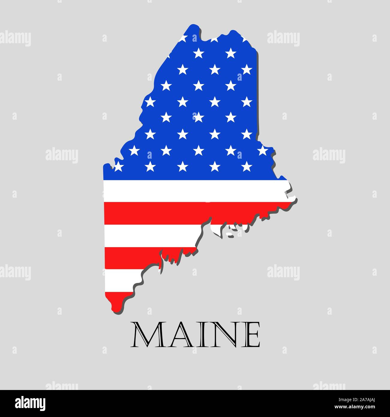 Map of the State of Maine and American flag illustration. America Flag ...