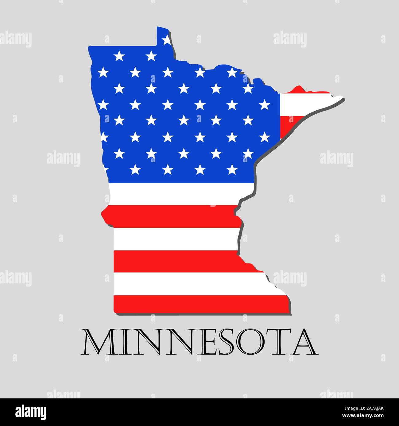 Map of the State of Minnesota and American flag illustration. America ...