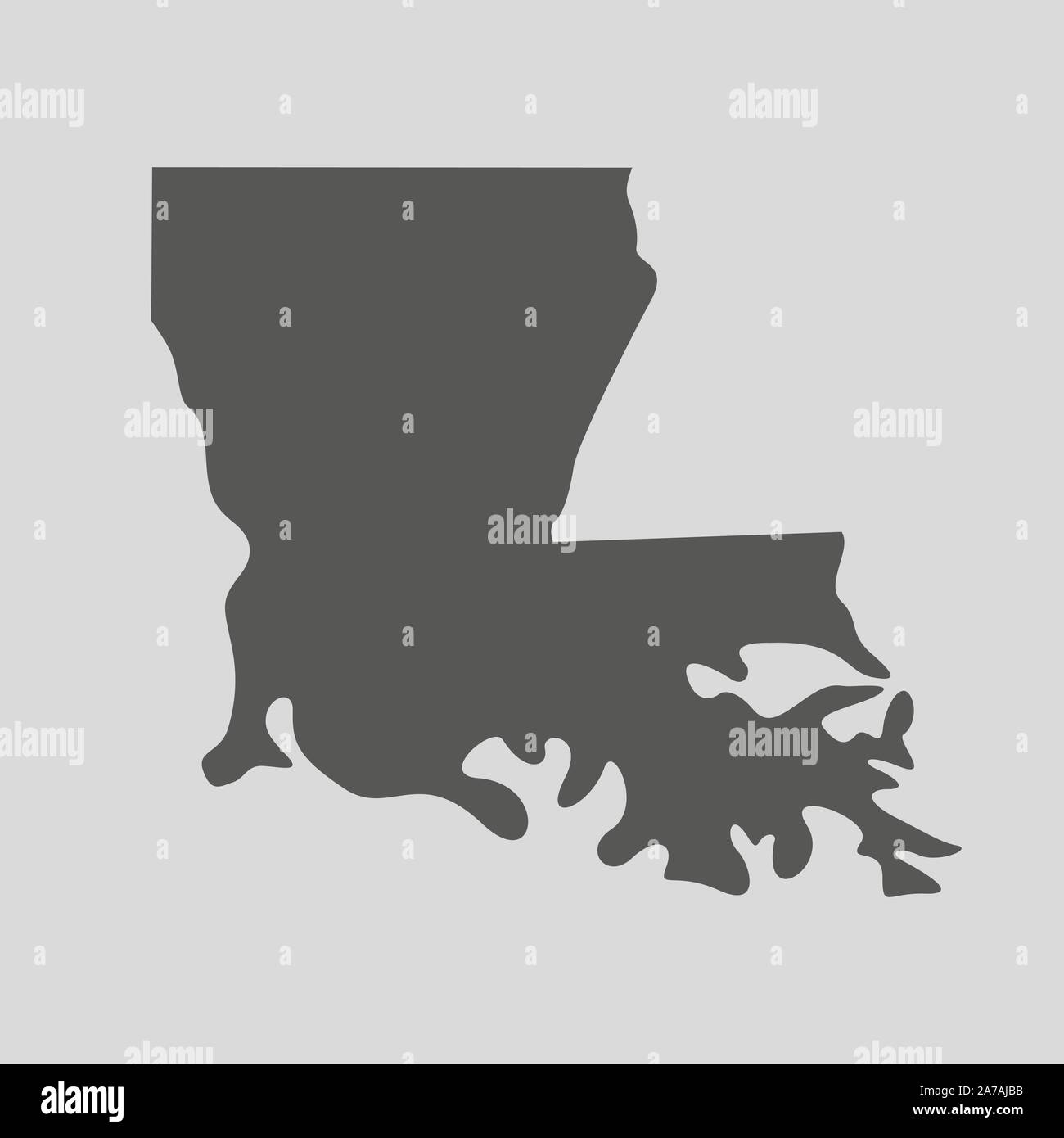 Black map of the State of Louisiana - vector illustration. Simple flat ...