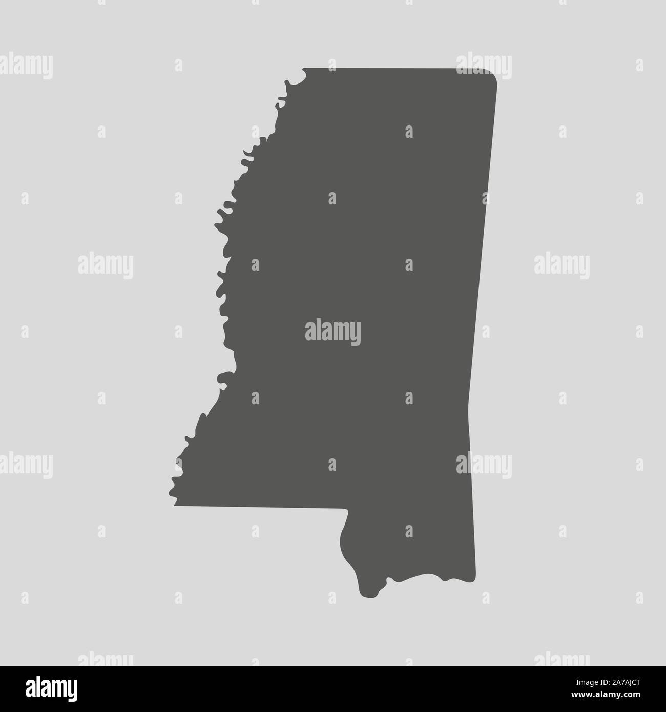 Black map of the State of Mississippi - vector illustration. Simple ...