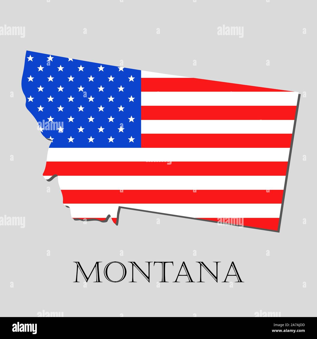 Map of the State of Montana and American flag illustration. America ...