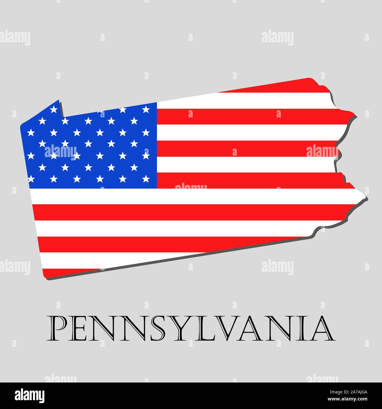 Map of the State of Pennsylvania and American flag illustration ...