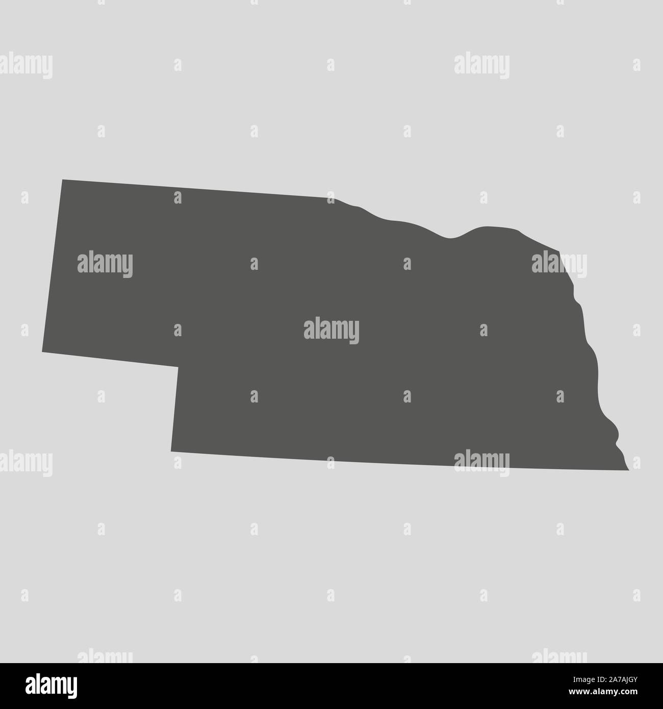 Black map of the State of Nebraska - vector illustration. Simple flat ...
