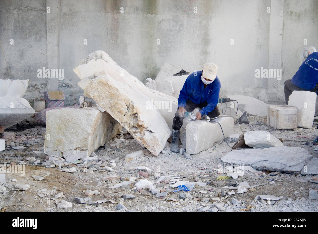 worker at marble quarry Stock Photo - Alamy