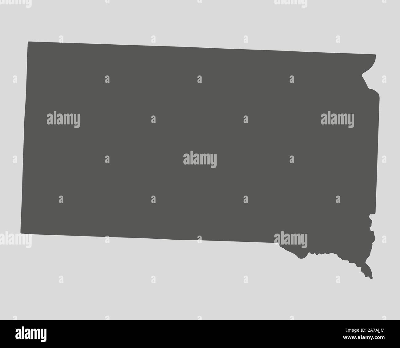 Black map of the State of South Dakota - vector illustration. Simple ...