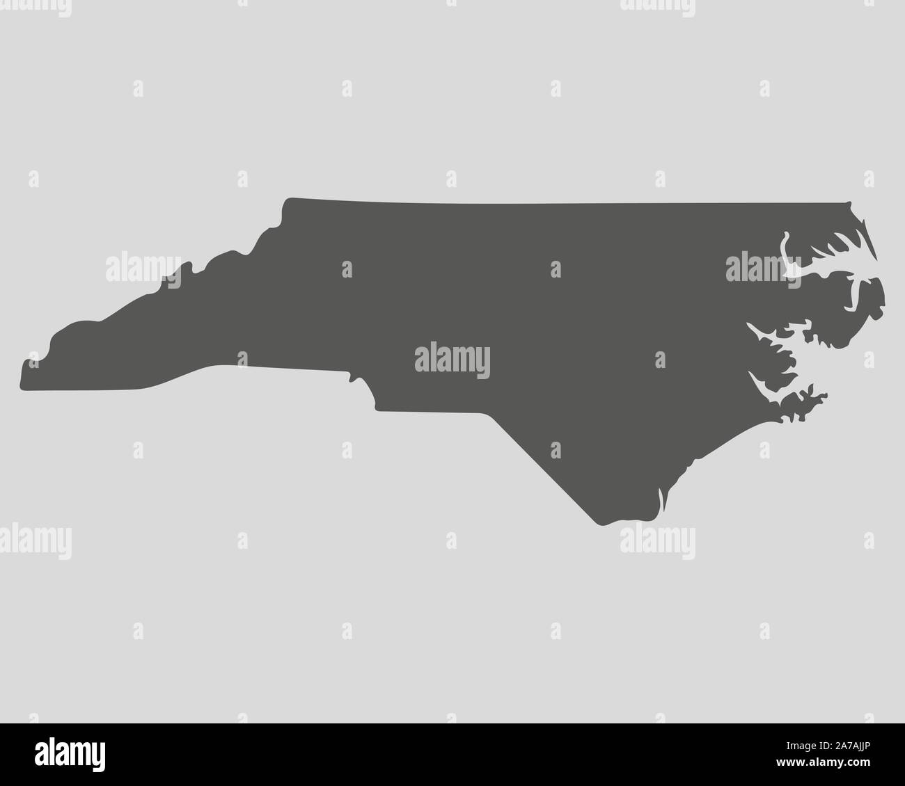 Black map of the State of North Carolina - vector illustration. Simple ...