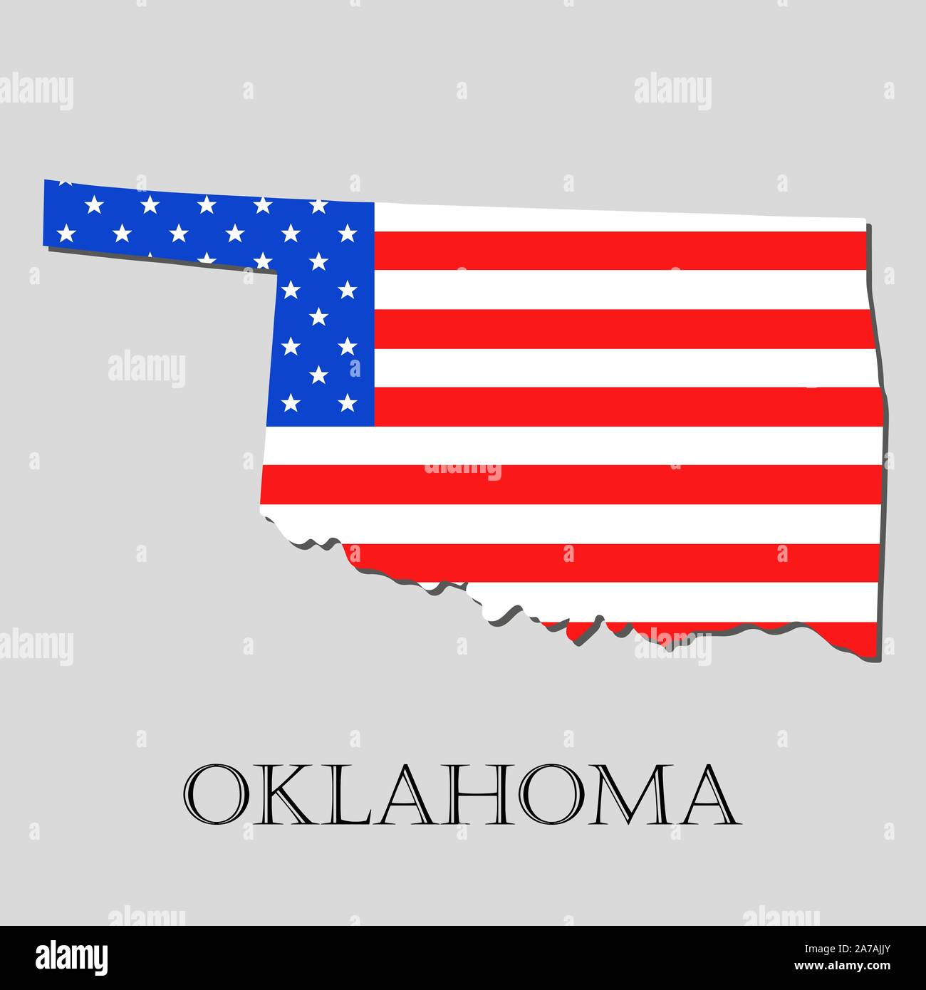 Map of the State of Oklahoma and American flag illustration. America ...