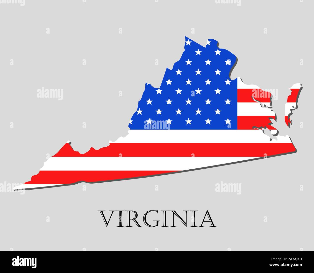 Map of the State of Virginia and American flag illustration. America ...