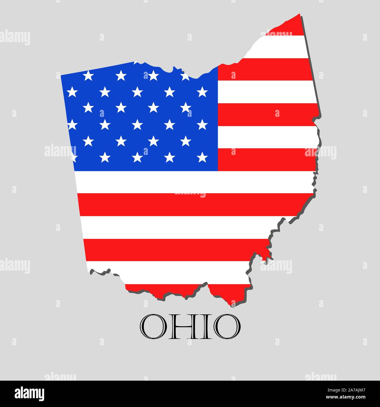 Map of the State of Ohio and American flag illustration. America Flag ...