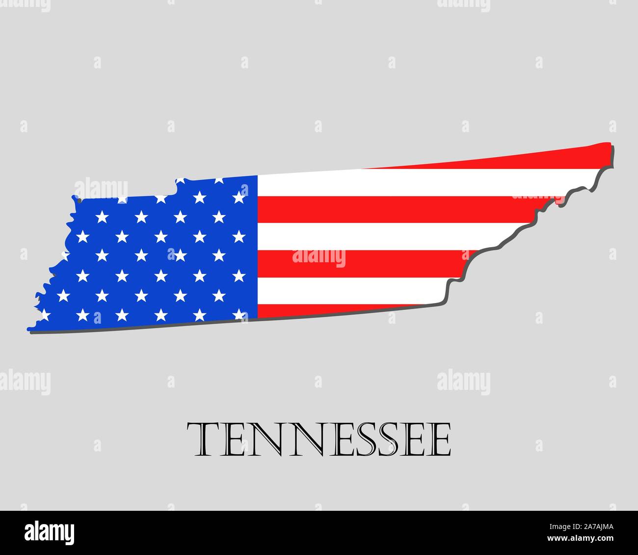 Map of the State of Tennessee and American flag illustration. America ...