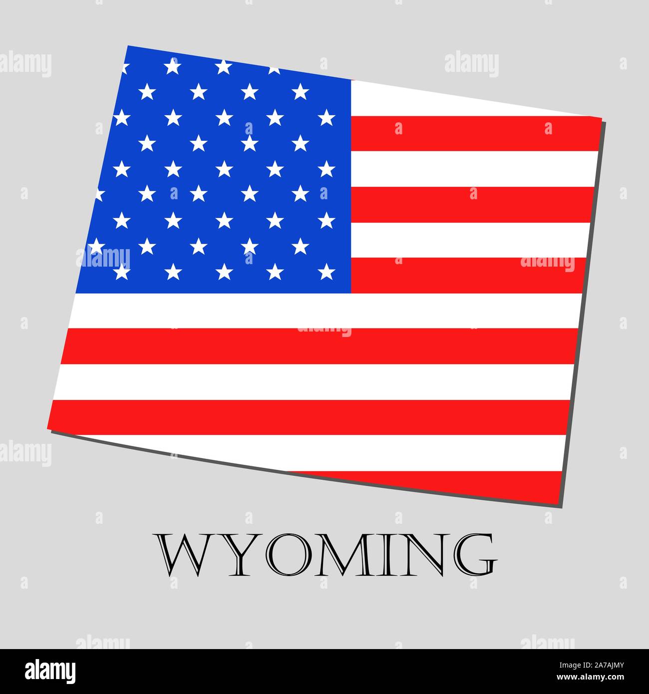 Map of the State of Wyoming and American flag illustration. America ...