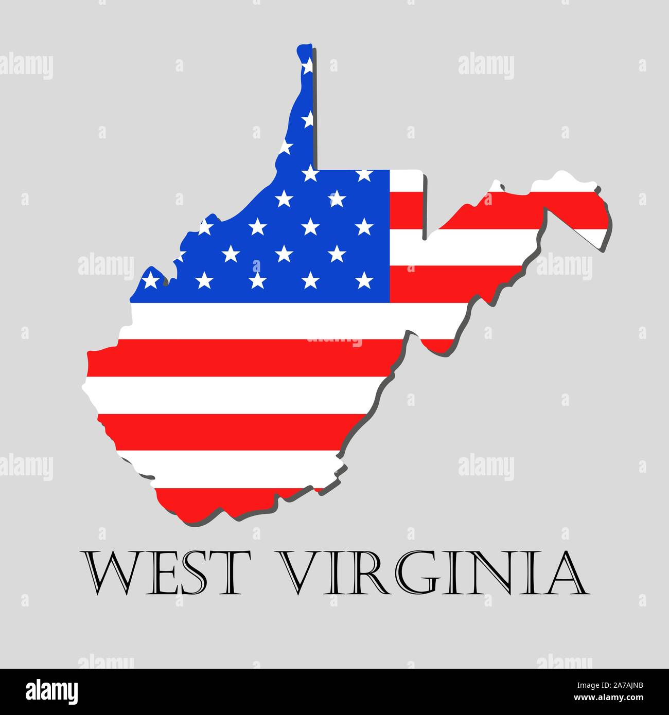 Map of the State of West Virginia and American flag illustration ...