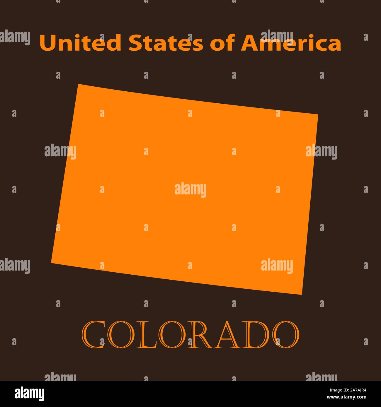 Orange Colorado map - vector illustration. Simple flat map of Colorado ...
