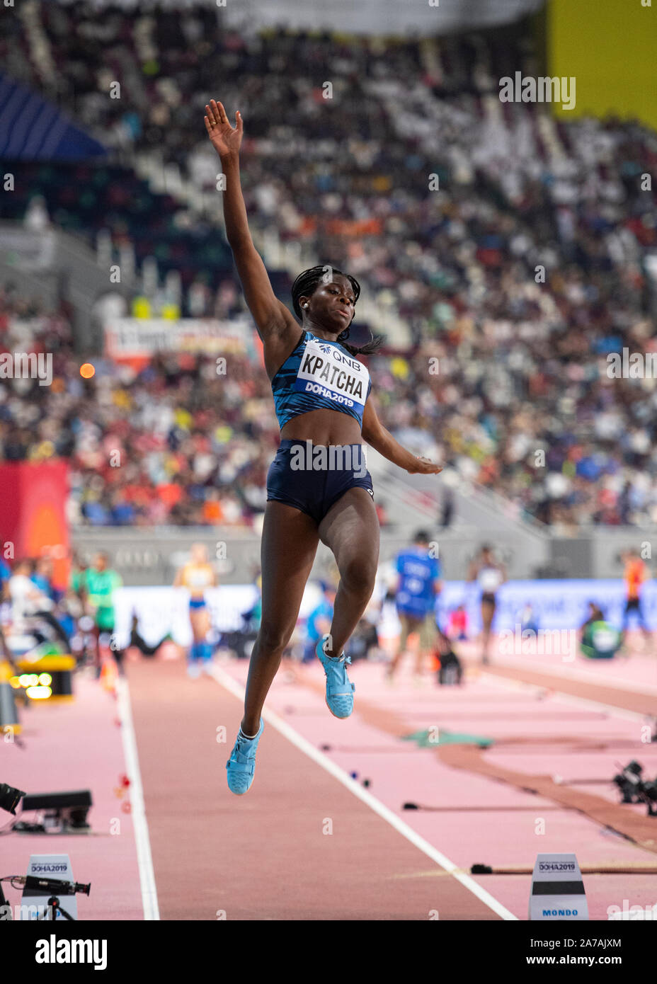 DOHA - QATAR OCT 5: Hilary Kptcha of France competing in the Long Jump ...