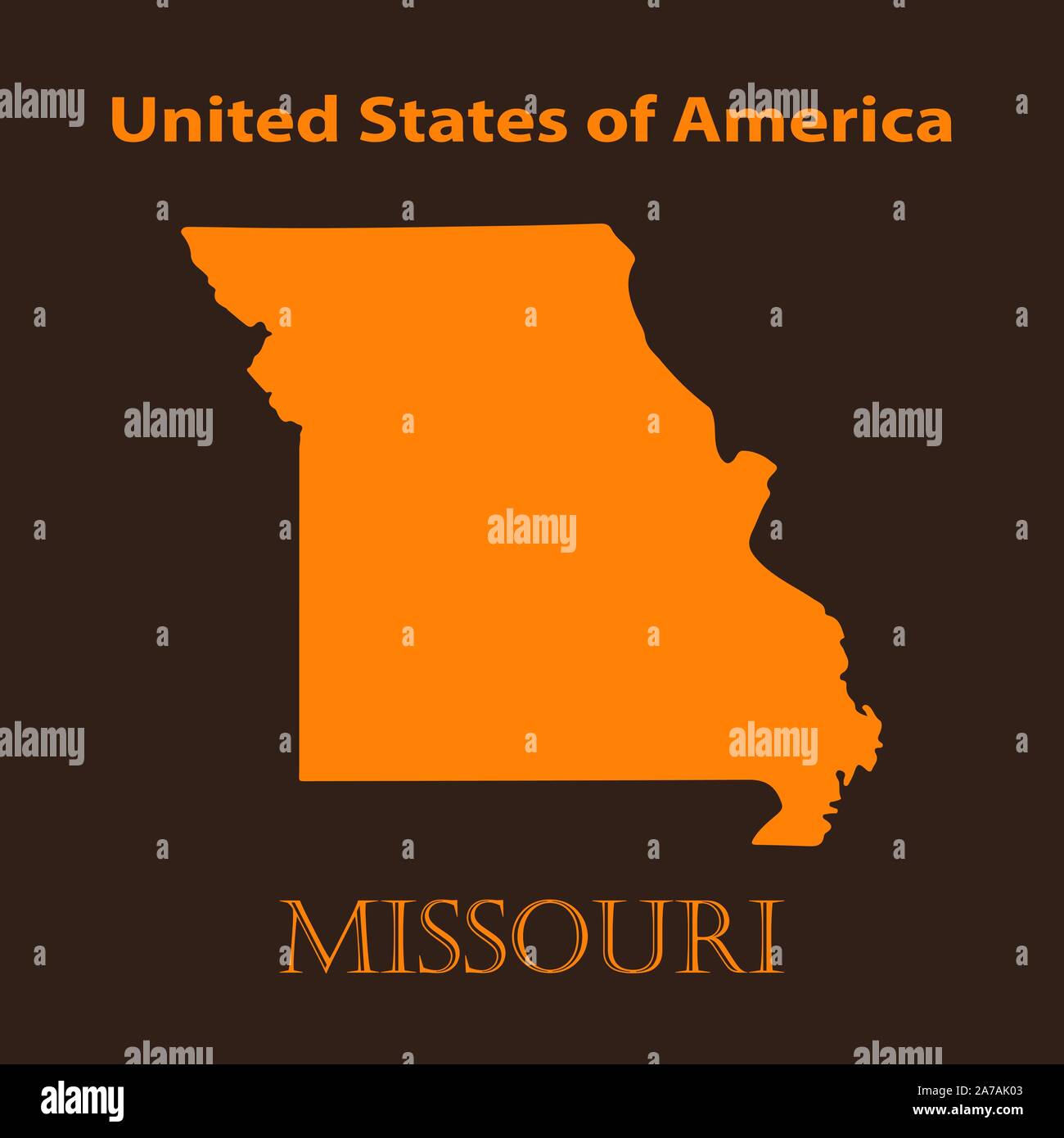 Orange Missouri map - vector illustration. Simple flat map of Missouri ...