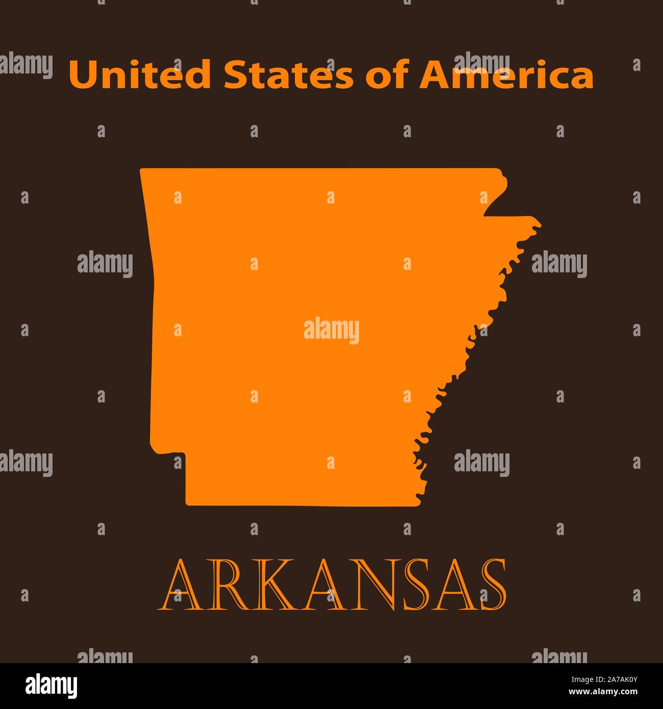 Orange Arkansas map - vector illustration. Simple flat map of Arkansas ...