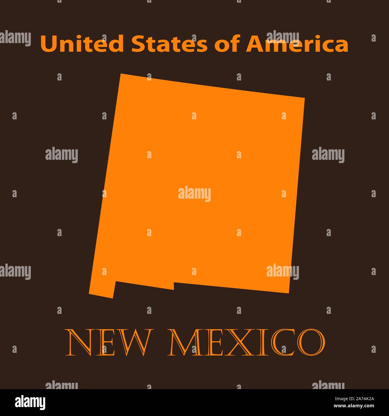 Orange New Mexico map - vector illustration. Simple flat map of New ...