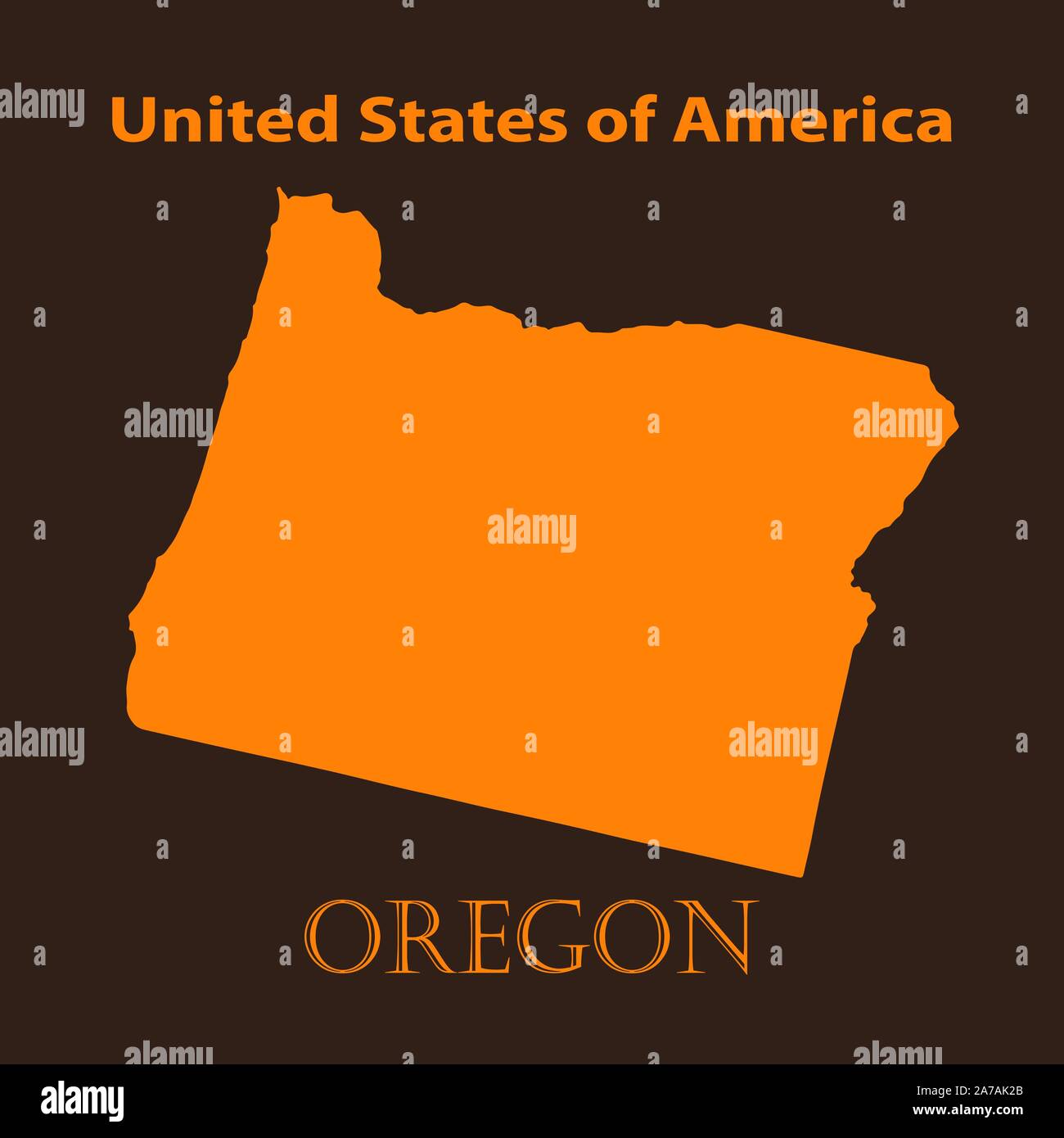Orange Oregon map - vector illustration. Simple flat map of Oregon on a ...