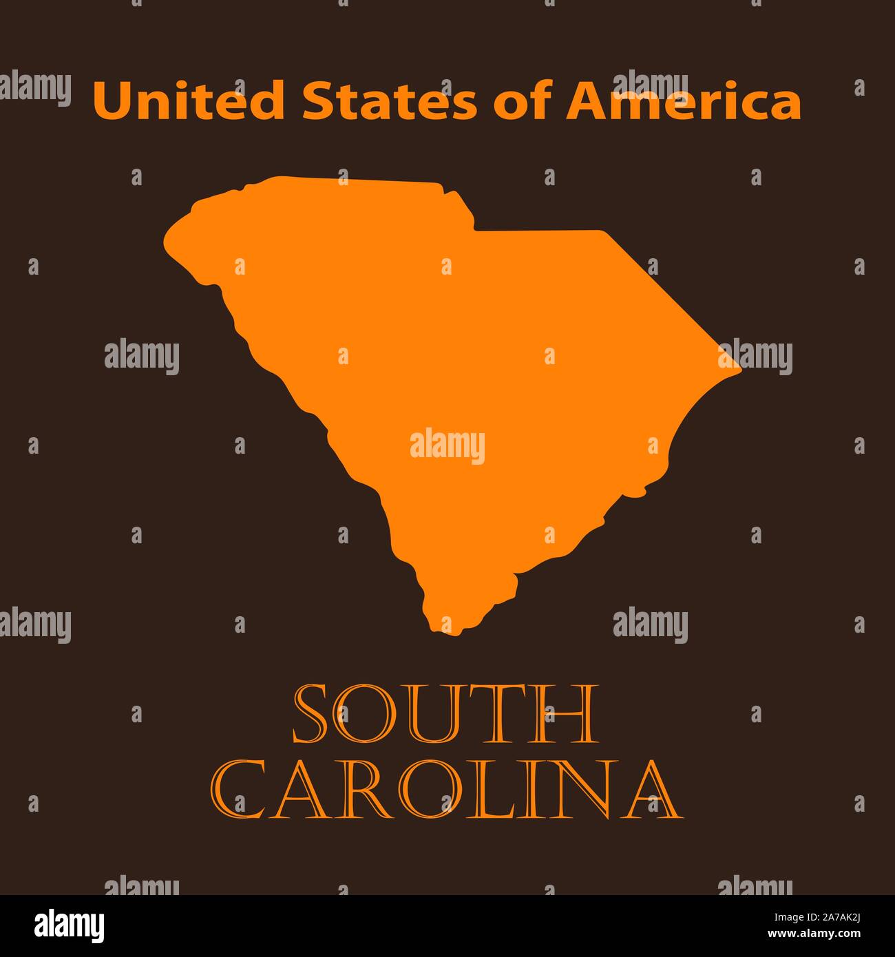 Orange South Carolina map - vector illustration. Simple flat map of ...