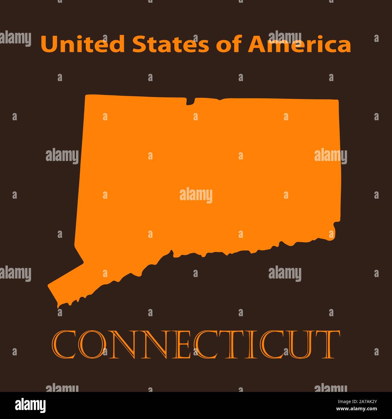 Orange Connecticut map - vector illustration. Simple flat map of ...