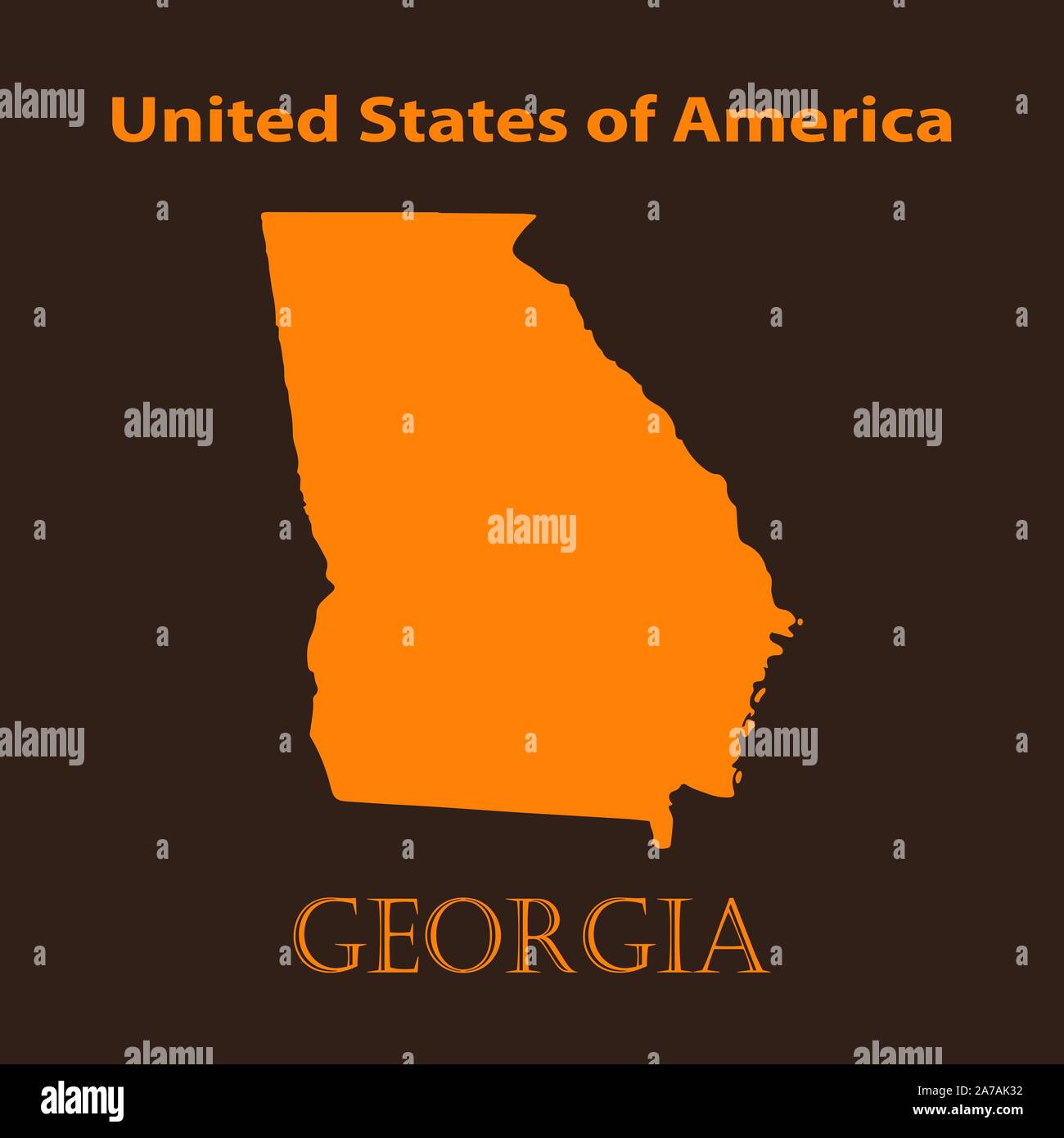 Orange Georgia map - vector illustration. Simple flat map of Georgia on ...