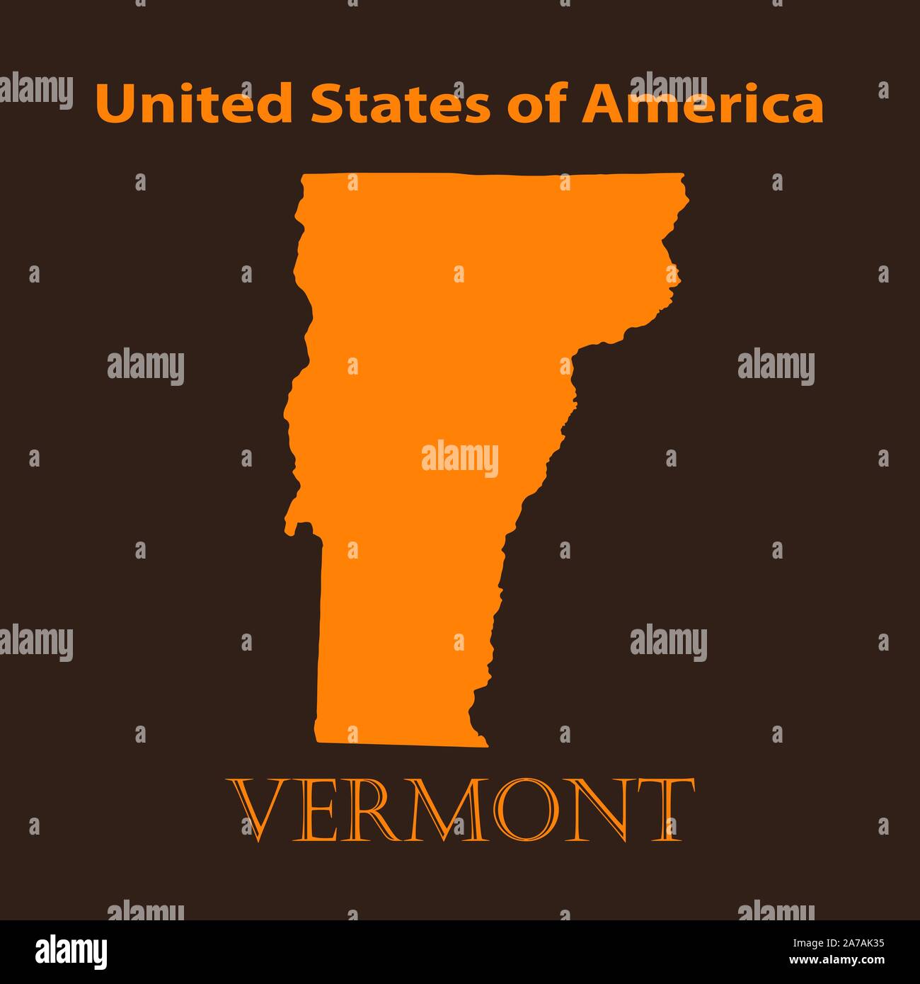 Orange Vermont map - vector illustration. Simple flat map of Vermont on ...